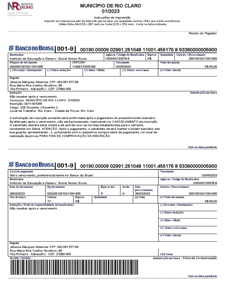 Concurso Rio Claro RJ Docente I Jess | PDF