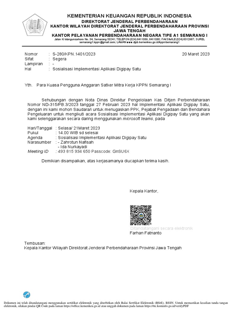 Sosialisasi Implementasi Aplikasi Digipay Satu | PDF