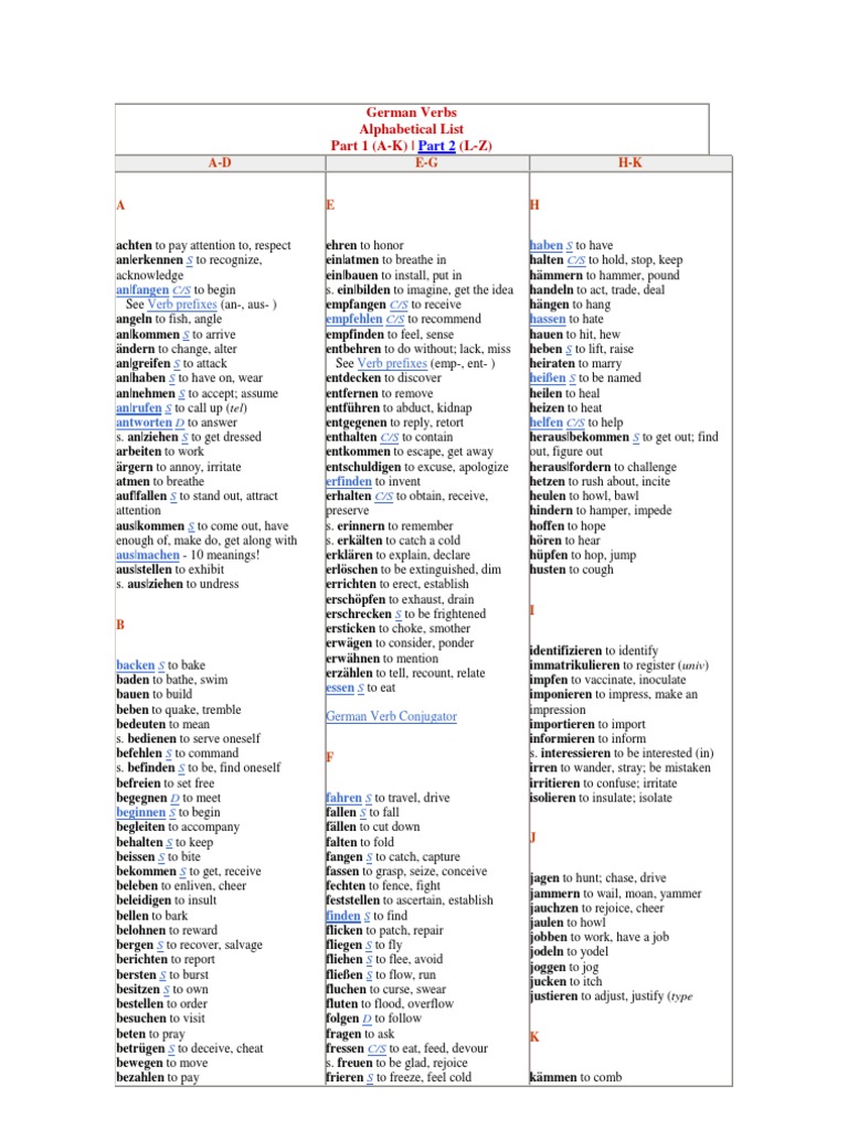 German Verbs | PDF | Onomastics | Linguistic Typology