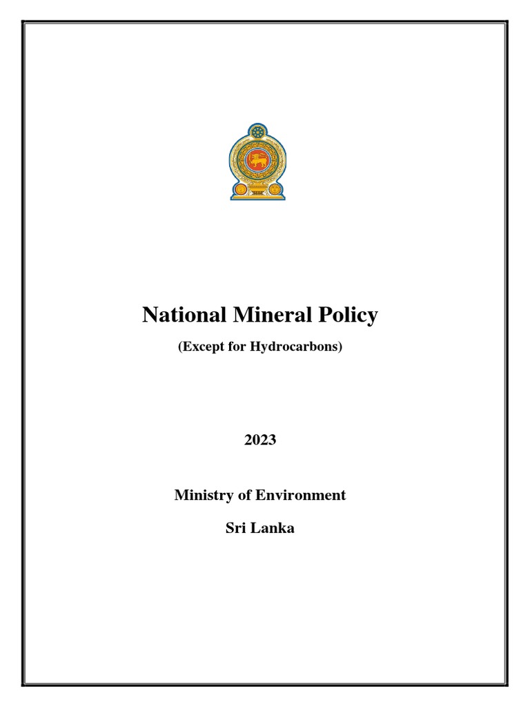 National Mineral Policy: (Except For Hydrocarbons) | Download Free PDF ...