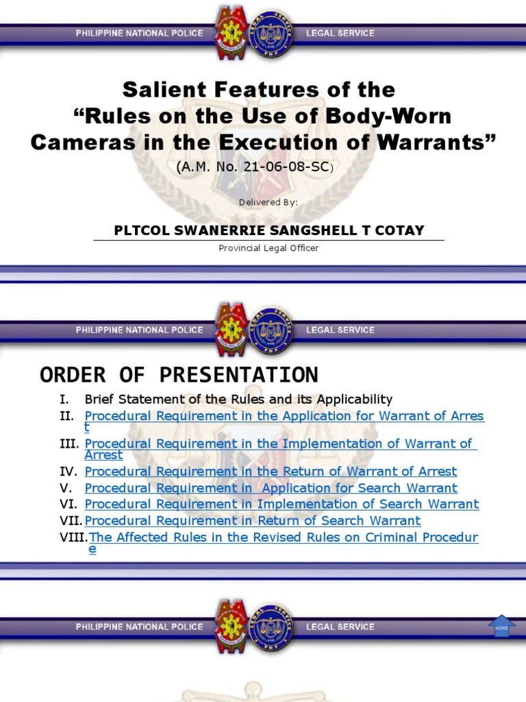 Rules On Body-Worn Camera | Download Free PDF | Search Warrant | Arrest
