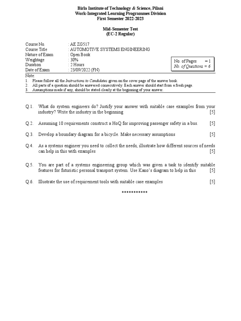 Ae ZG517 Ec-2r First Sem 2022-2023 | PDF