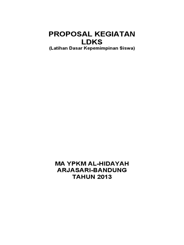 Proposal LDKS MA YPKM Al-Hidayah 2013 | PDF
