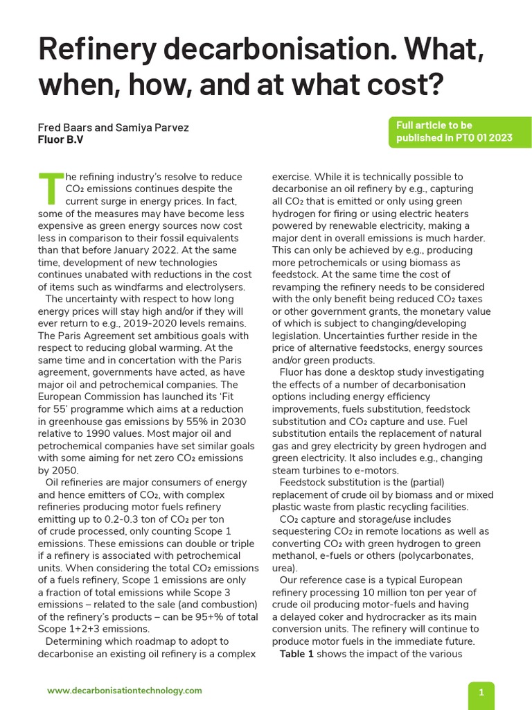 Refinery Decarbonisation | PDF | Climate Change Mitigation | Oil Refinery Refinery Decarbonisation | PDF | Climate Change Mitigation | Oil Refinery