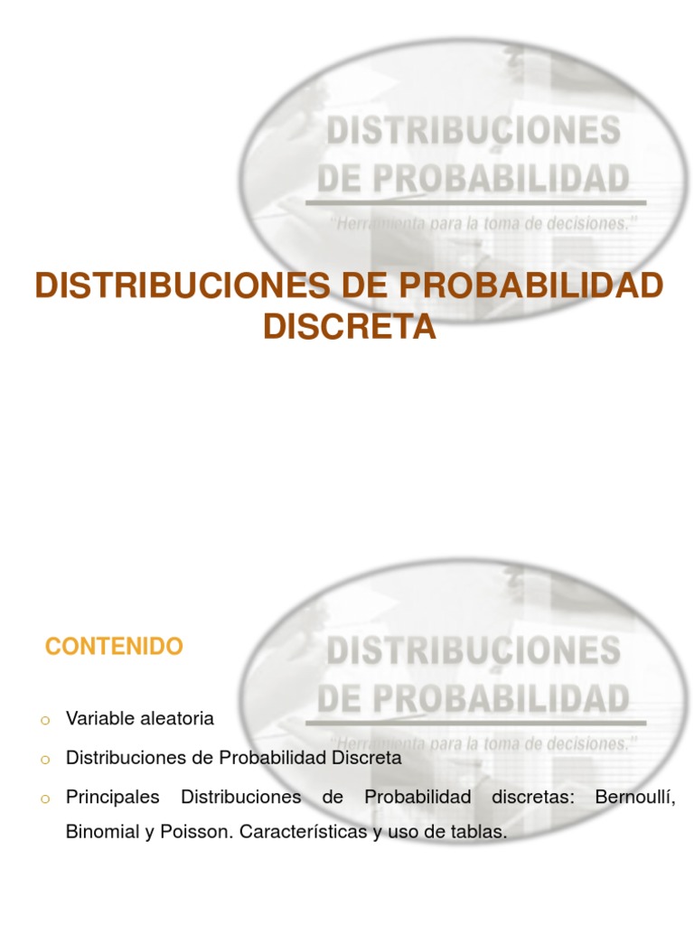 Dist Prob Discreta Bernoulli y Binomial | PDF | Distribución de probabilidad | Distribución de ...