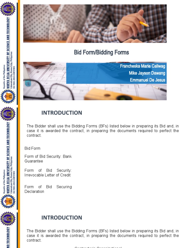 Comprehensive Guide to Bidding Forms | PDF | Credit Card | Guarantee