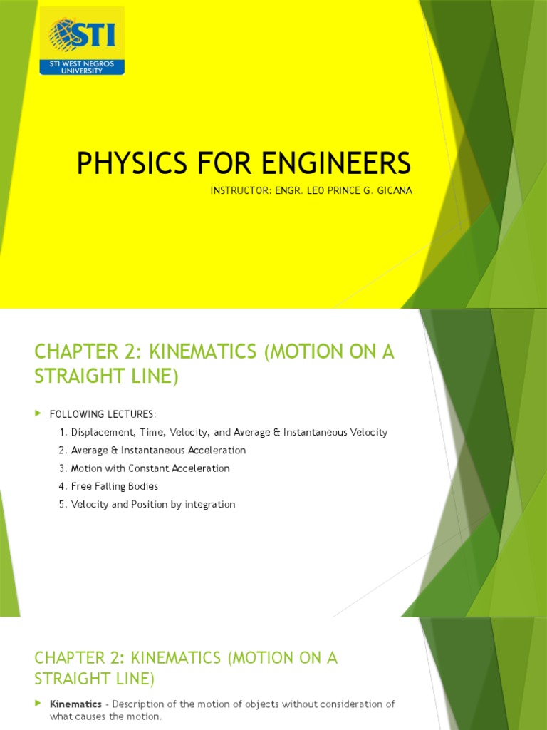 PHYSICS FOR ENGINEERS Chapter 2 | PDF | Acceleration | Velocity