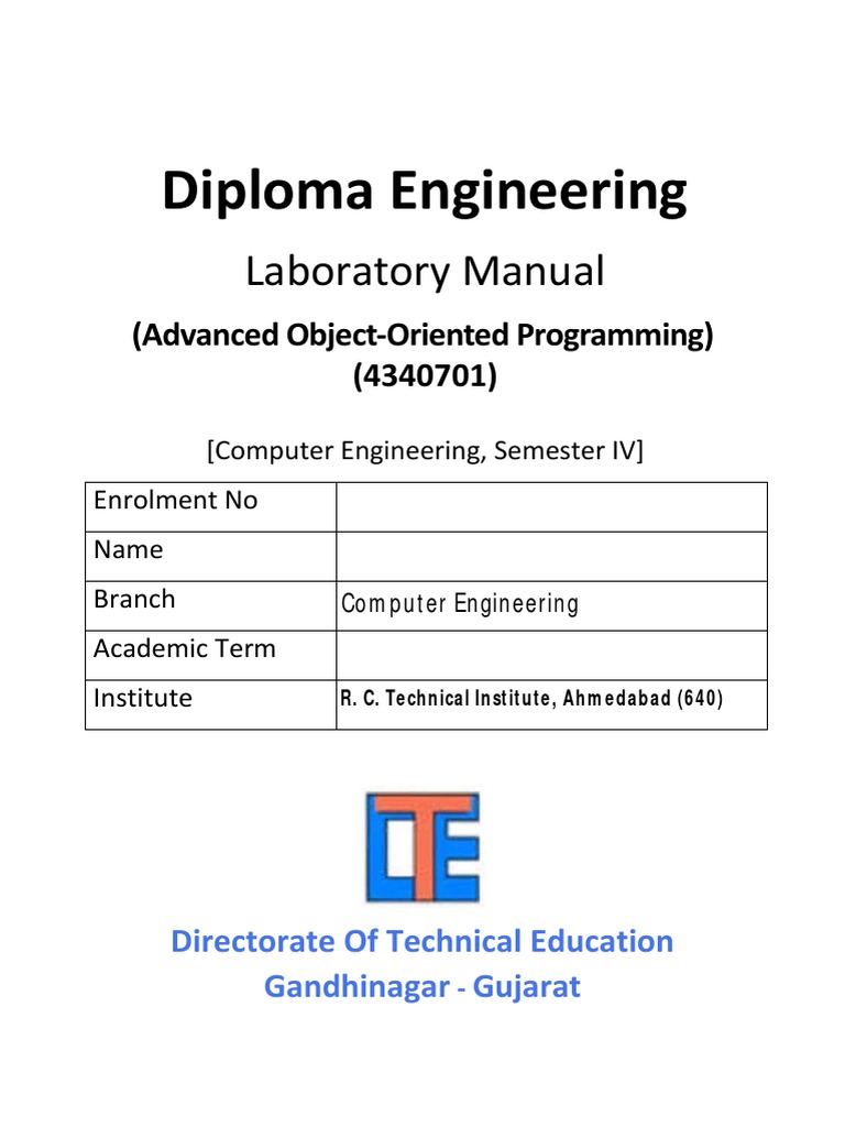 Aoop Lab Manual Pdf Class Computer Programming Method Computer Programming 