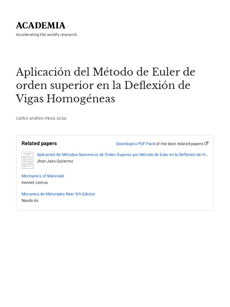 Aplicacion de Metodos Numericos de Orden-With-Cover-Page-V2 | PDF | Viga (Estructura ...