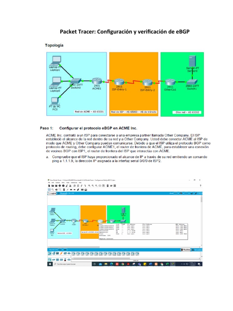 3.5.3.4 Packet Tracer - Configure and Verify eBGP | PDF