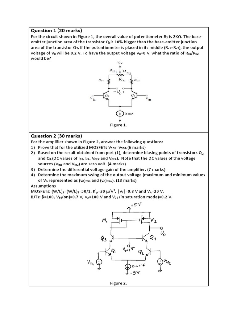 ENG571 - Final Exam - 2021 | PDF | Bipolar Junction Transistor | Amplifier