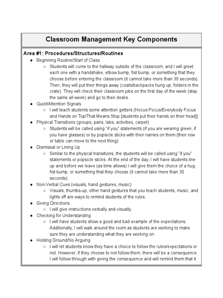 Susan Jensen Classroom Management Key Components | PDF | Teachers ...