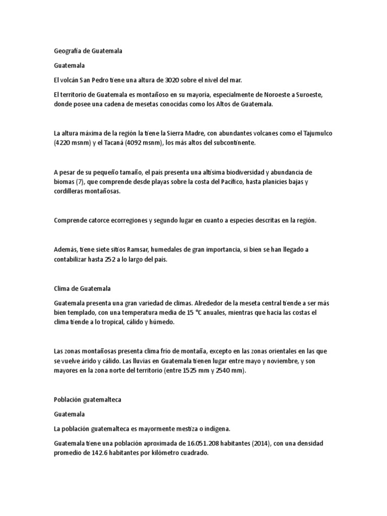 Geografía de Guatemala | PDF | Guatemala | Clima