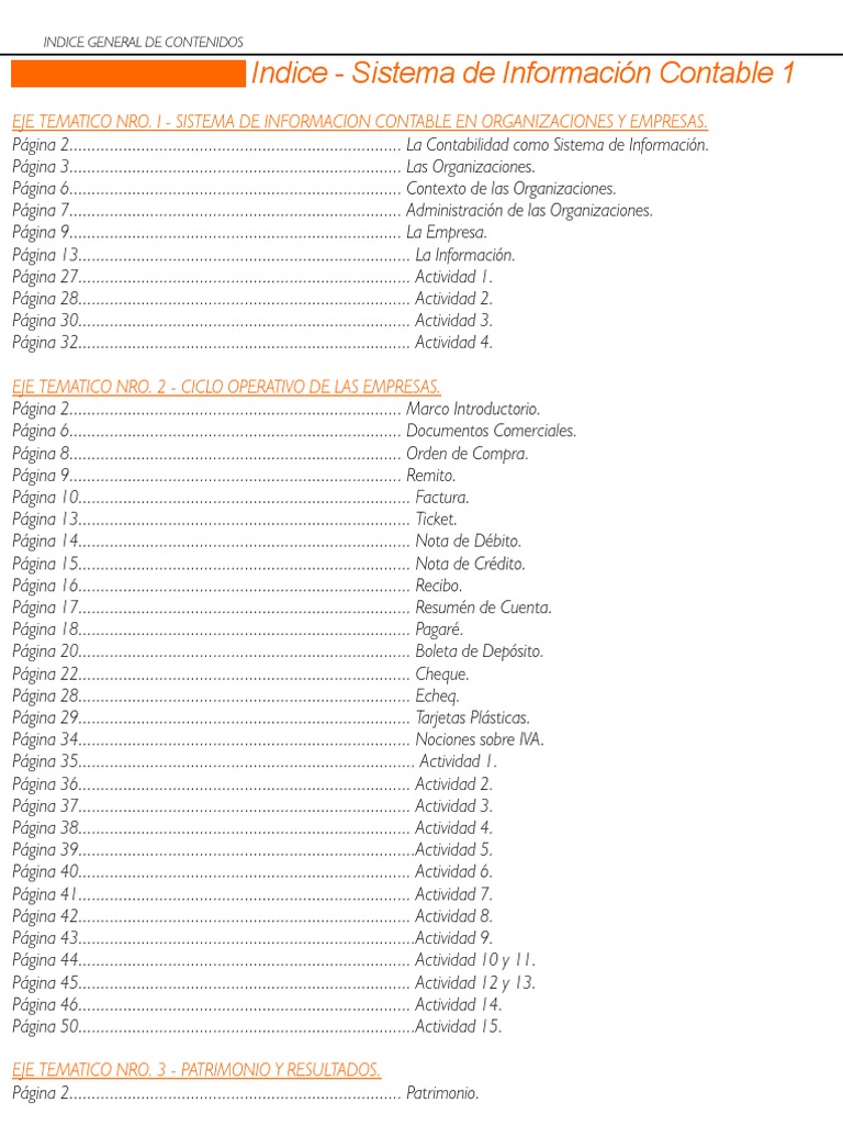 Sic1 - Angrisani y Lopez - Indice Por Eje Tematico | PDF | Contabilidad