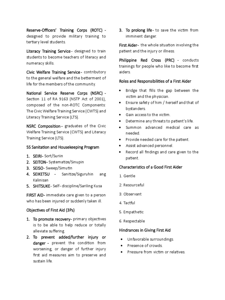 NSTP 002 - Midterm Reviewer | PDF | Burn | Injury NSTP 002 - Midterm Reviewer | PDF | Burn | Injury