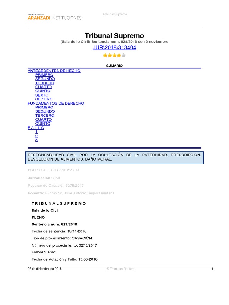 Jur - TS (Sala de Lo Civil) Sentencia Num. 629-2018 de 13 Noviembre - JUR - 2018 - 313404 | PDF ...