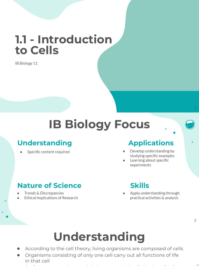 1.1 - Introduction To Cells: IB Biology 11 | PDF | Cell Potency | Cell ...
