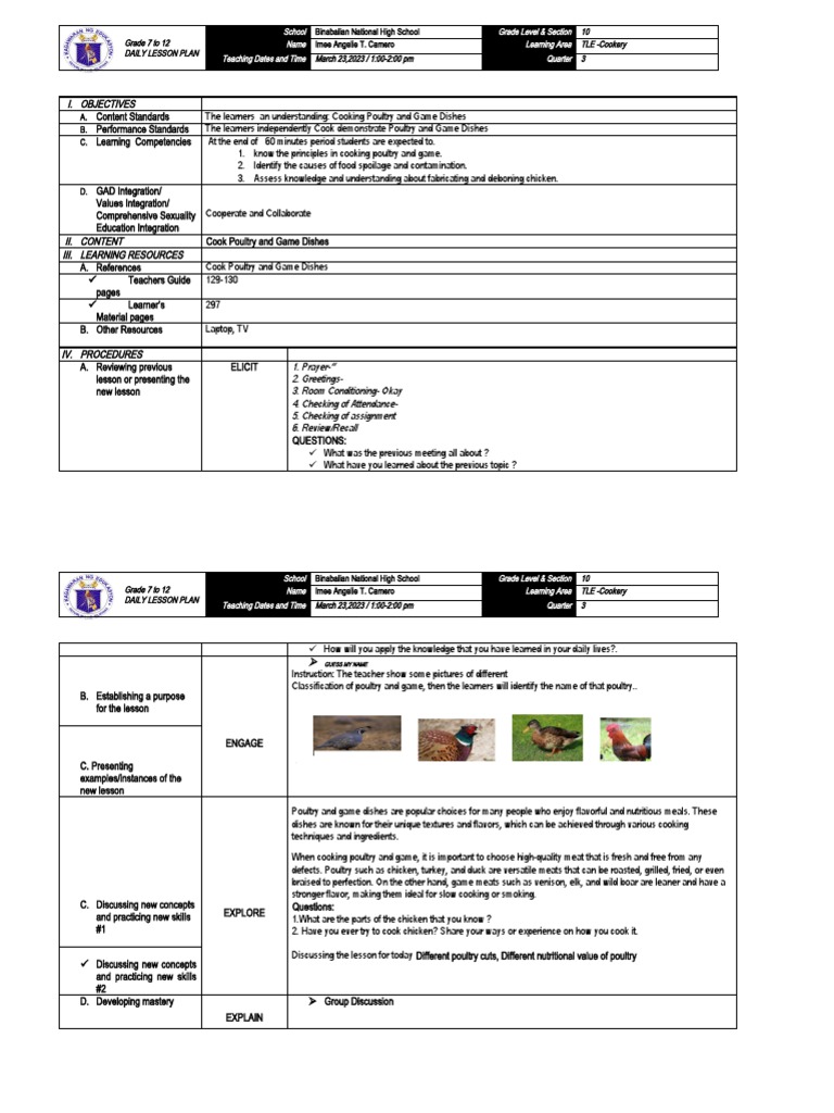 DLP Grade10cookeryday4... | PDF | Learning | Cooking