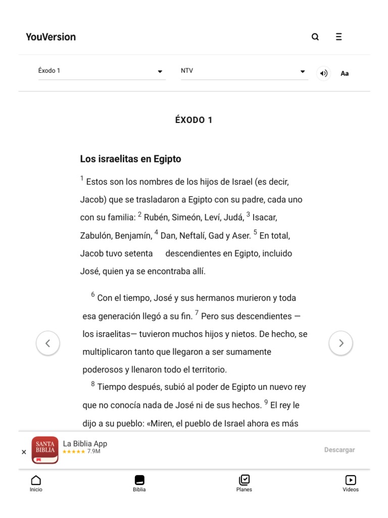 Éxodo 1 - NTV Biblia - YouVersion | PDF | Jacob | Libro del éxodo