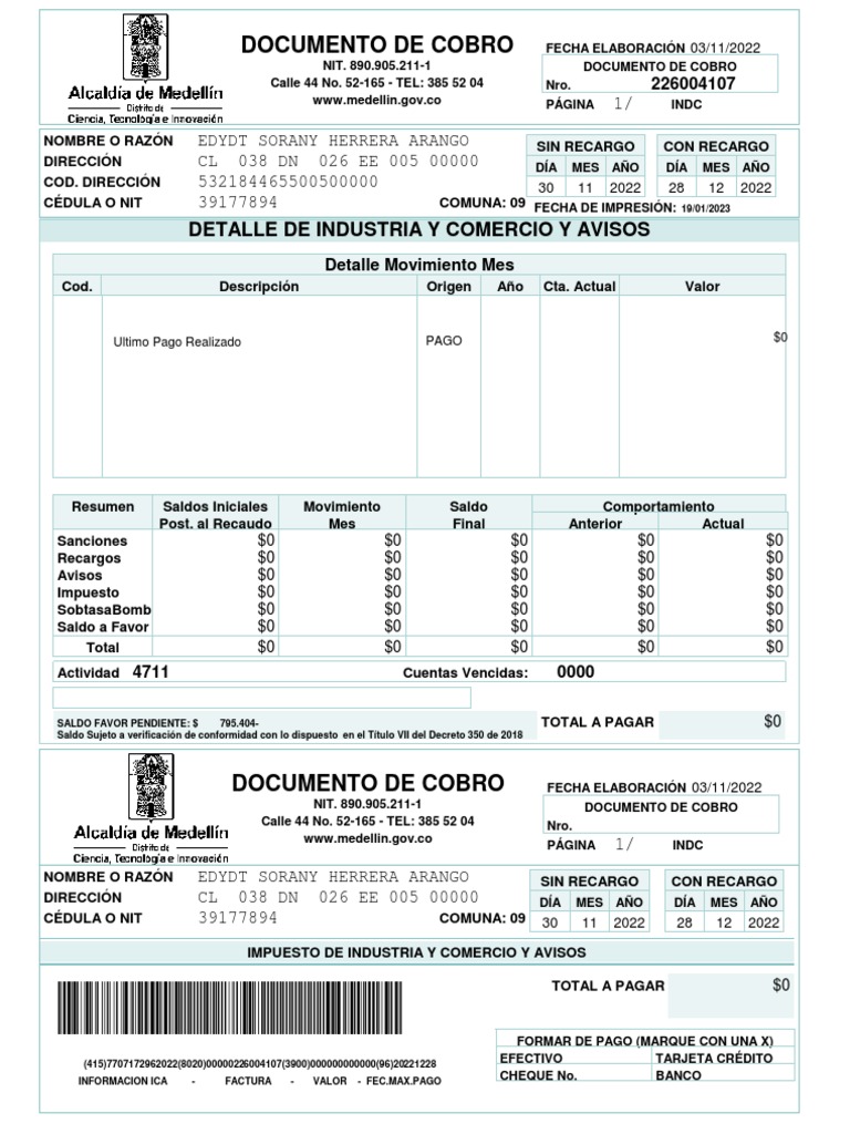 Documento Cobro Vigente IyC | PDF | Dinero | Pagos