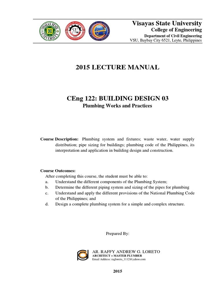 CEng 122 Building Design Three | PDF | Plumbing | Water