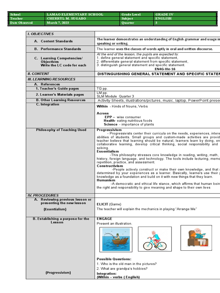 Final 2023 COT English Q3 Final1 | PDF | Learning | Teachers