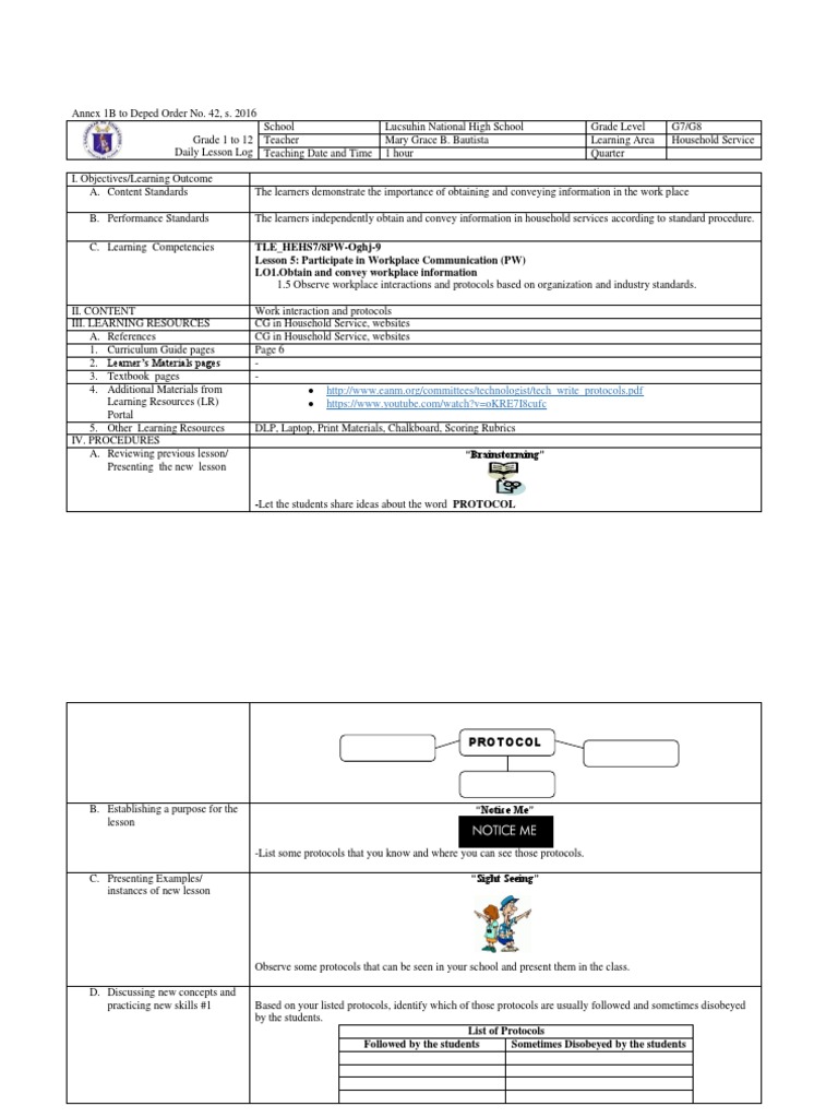 TLE - HEHS7/8PW-Oghj-9 Lesson 5: Participate in Workplace Communication (PW) LO1.Obtain and ...
