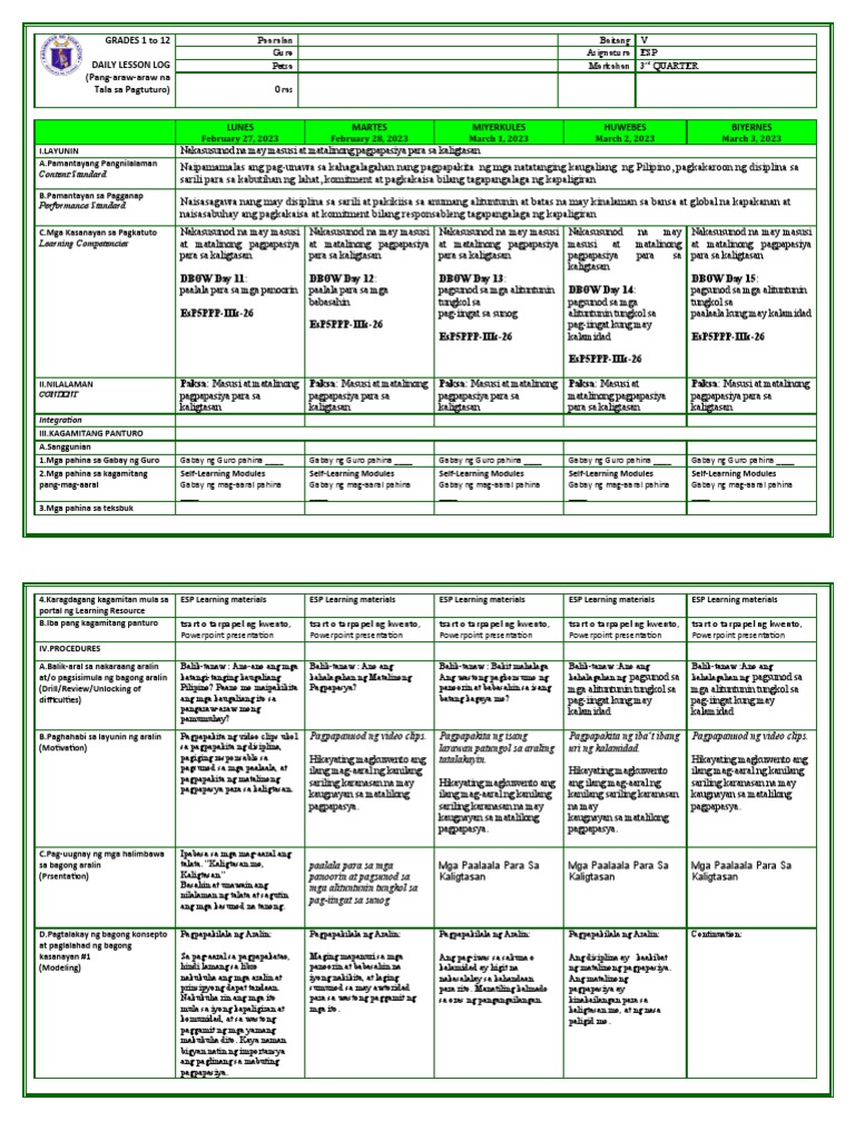 DLL - Esp 5 - Q3 - W3 | PDF