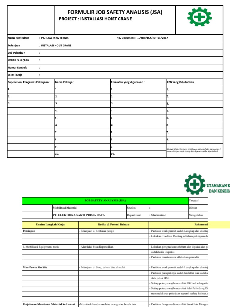 JSA INSTALASI | PDF