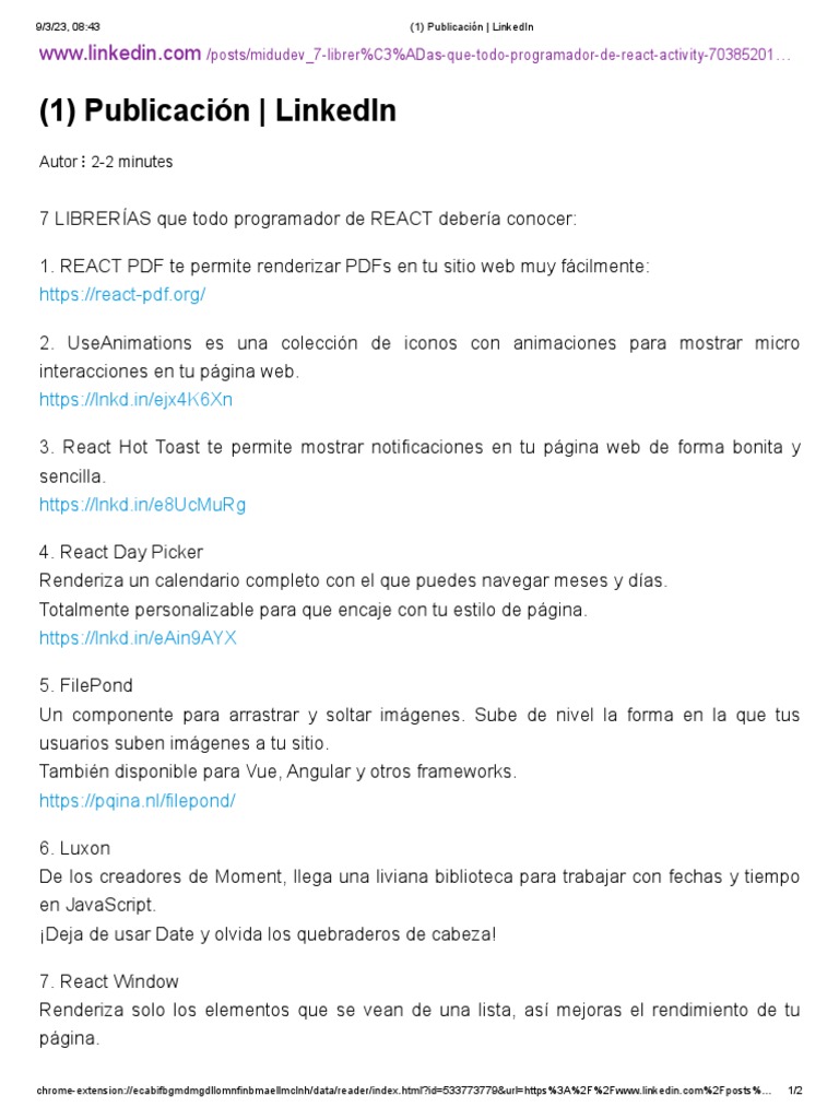 LIbrerías para React | PDF