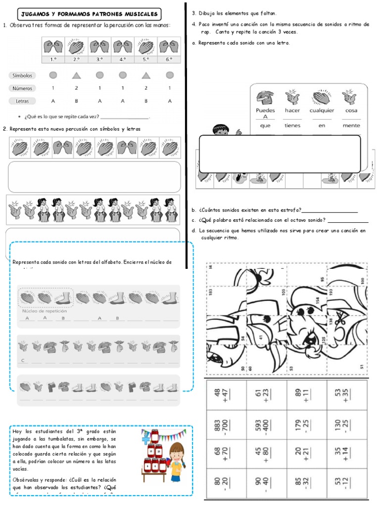 Ficha Jugamos y Formamos Patrones Con Sonidos | PDF