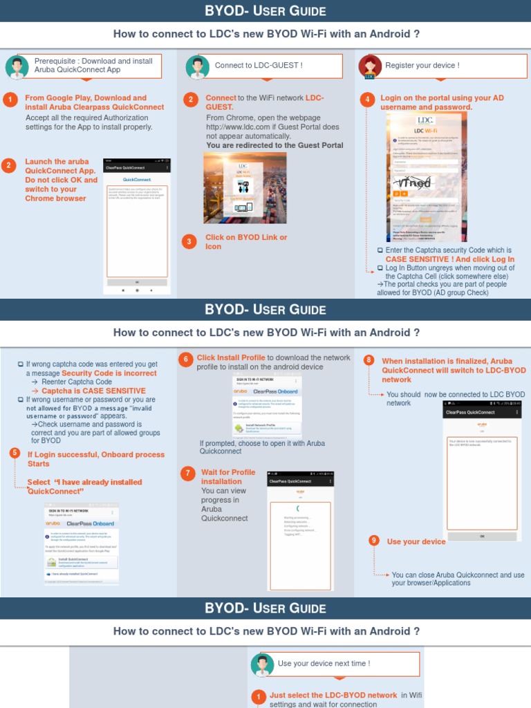 Wifi Enhancement - BYOD User Guide - Step by Step All in Once-Android-New | PDF | Wi Fi | Login
