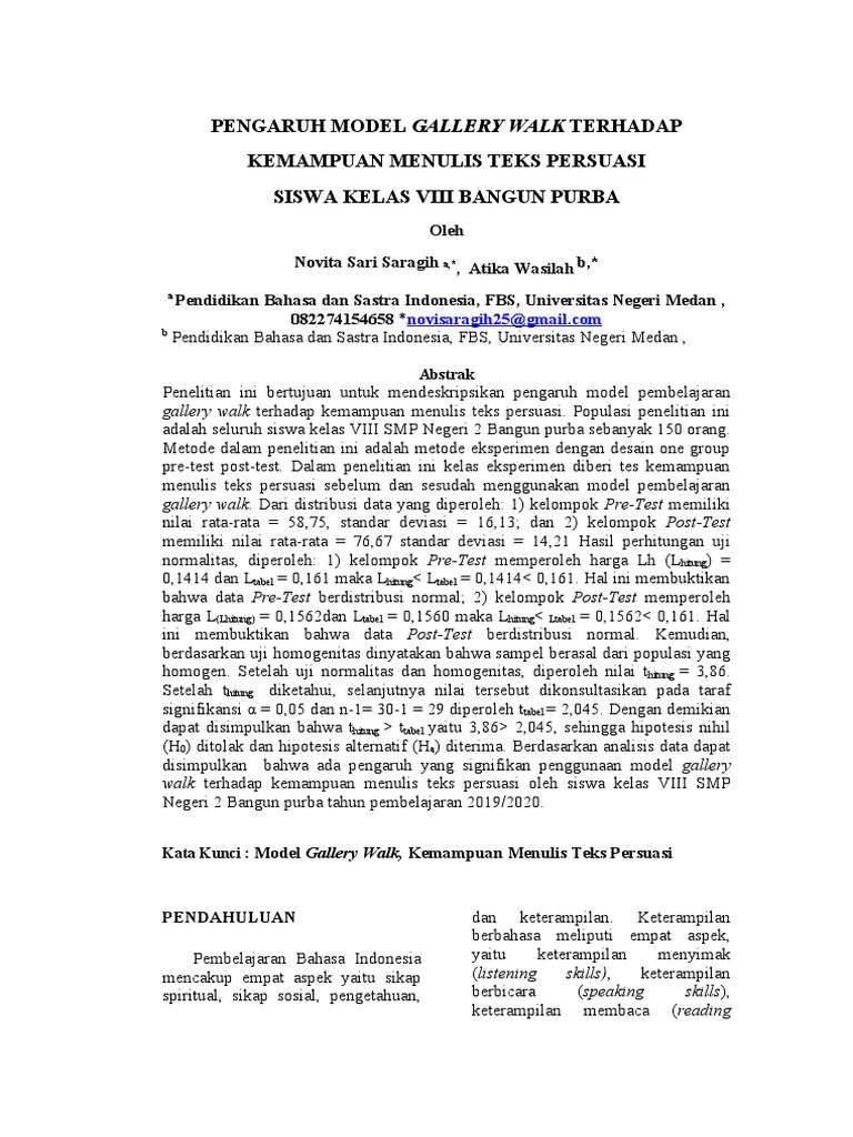 Pengaruh Gallery Walk pada Menulis Persuasi | PDF