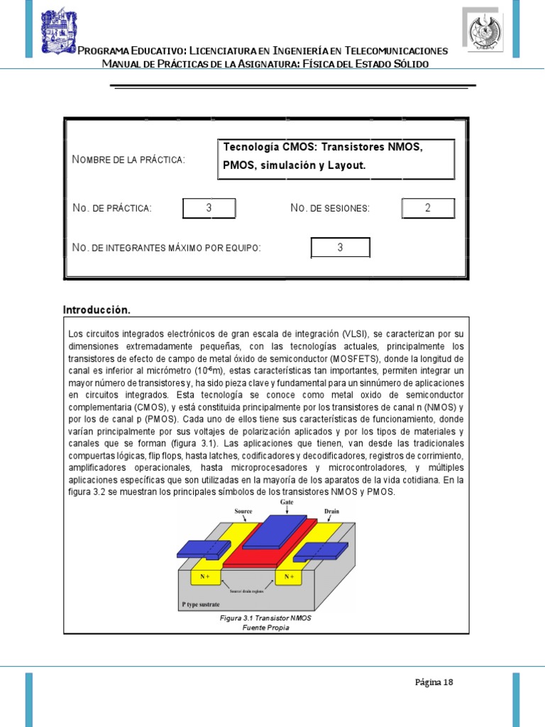 P3 Manual de Prácticas CIyVLSI | PDF | Mosfet | Transistor