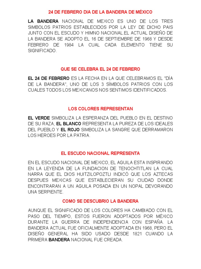 24 de Febrero Dia de La Bandera de México | PDF