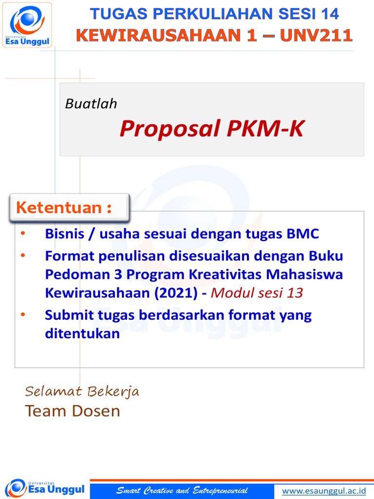 UNV211 - 14 - Tugas - Reguler - Proposal Bisnis 2 - PKMK | PDF