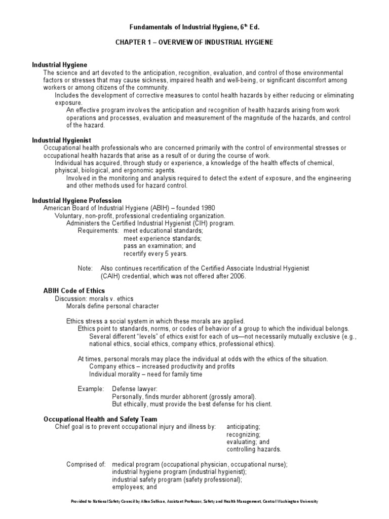 FIH 6e Ch01 Notes | Download Free PDF | Occupational Hygiene | Radiation