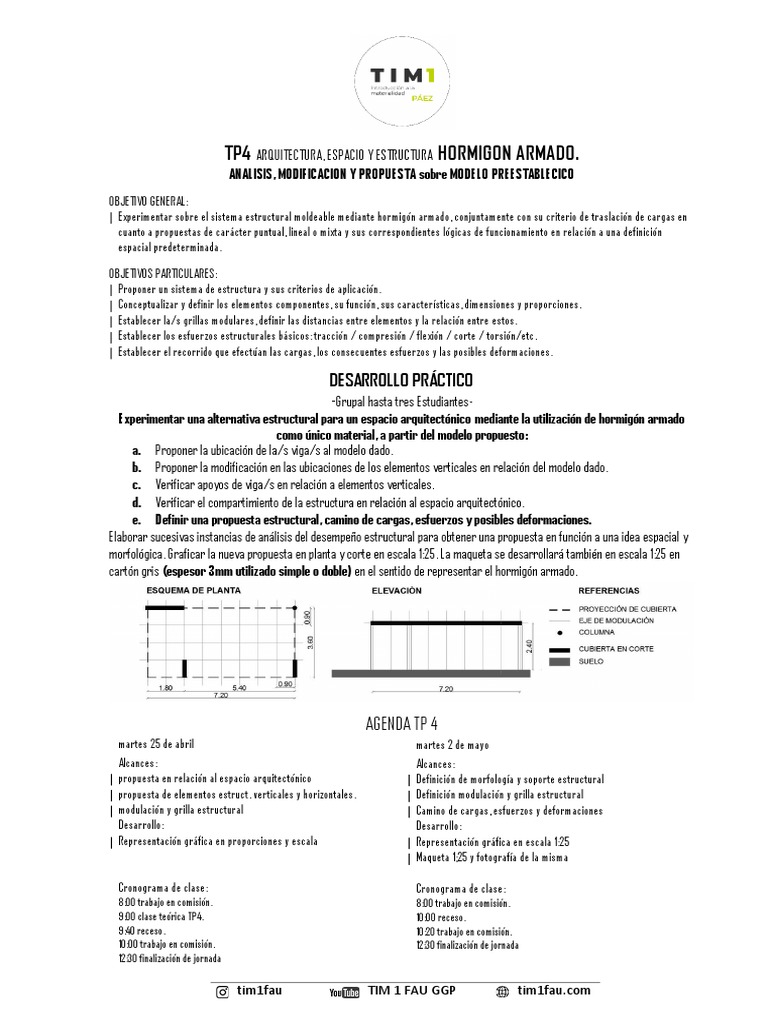 Ficha TP4 2023 | PDF | Viga (Estructura) | Hormigón