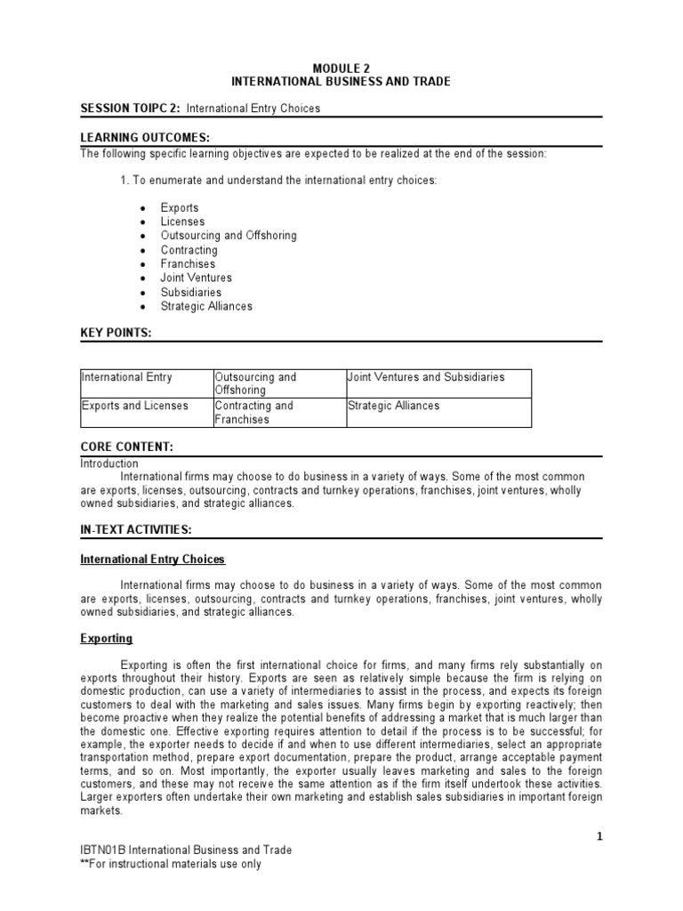 Module 2 | PDF | Joint Venture | Franchising