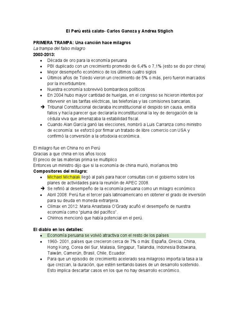 Resumen Peru Esta Calato | PDF | Perú | Crecimiento económico