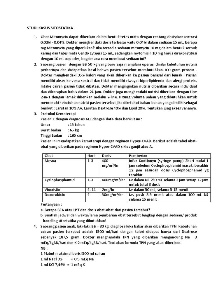 Studi Kasus Sitostatika, Iv & TPN | PDF