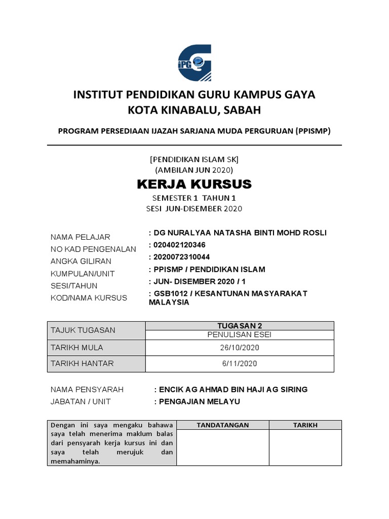 Kerja Kursus GSB Penulisan | PDF