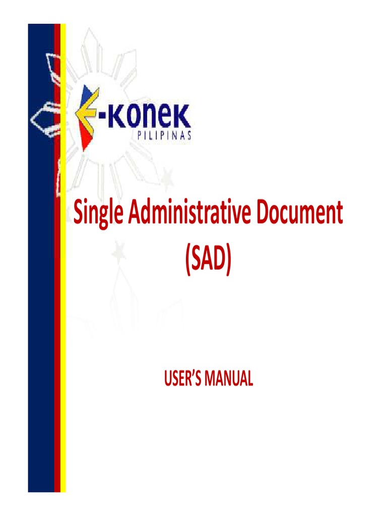 Single Administrative Document (SAD) (SAD) : User'S Manual | PDF ...