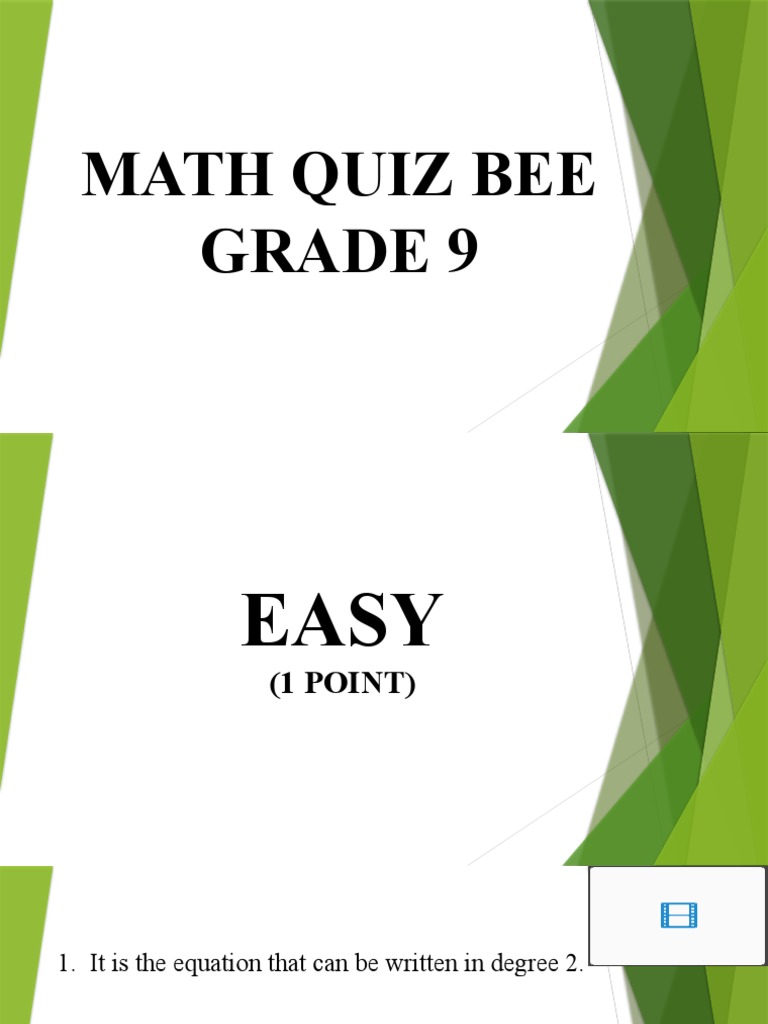 MATH 9 Quiz Bee | PDF