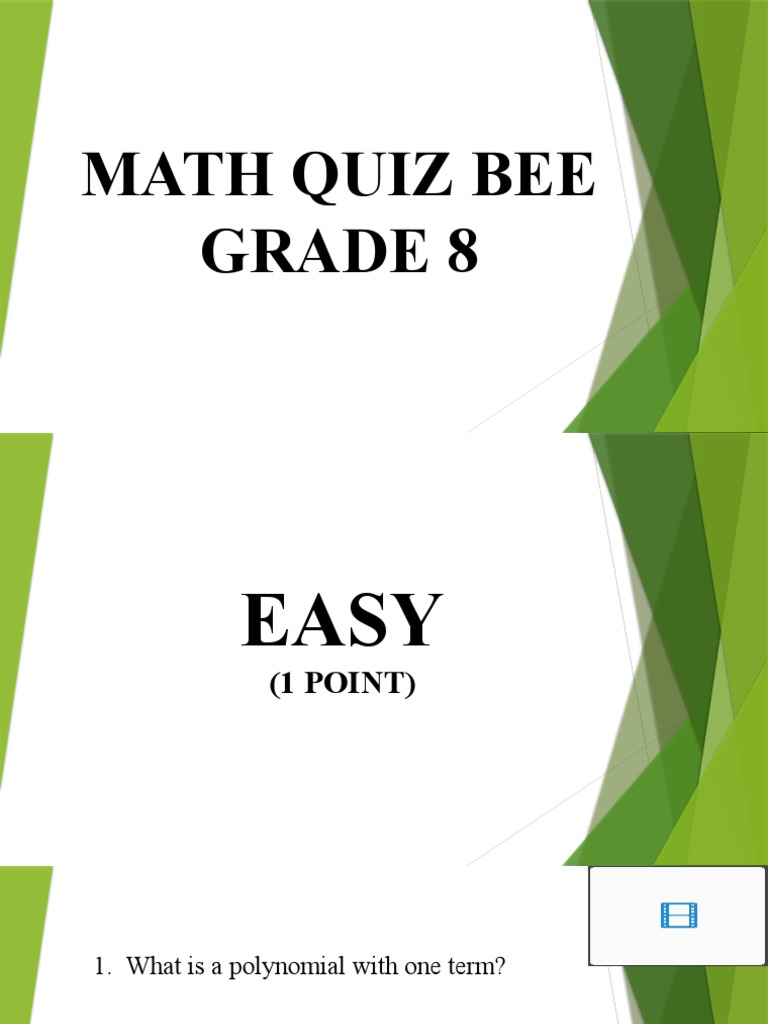 Grade 8 Math Quiz Bee Questions | PDF