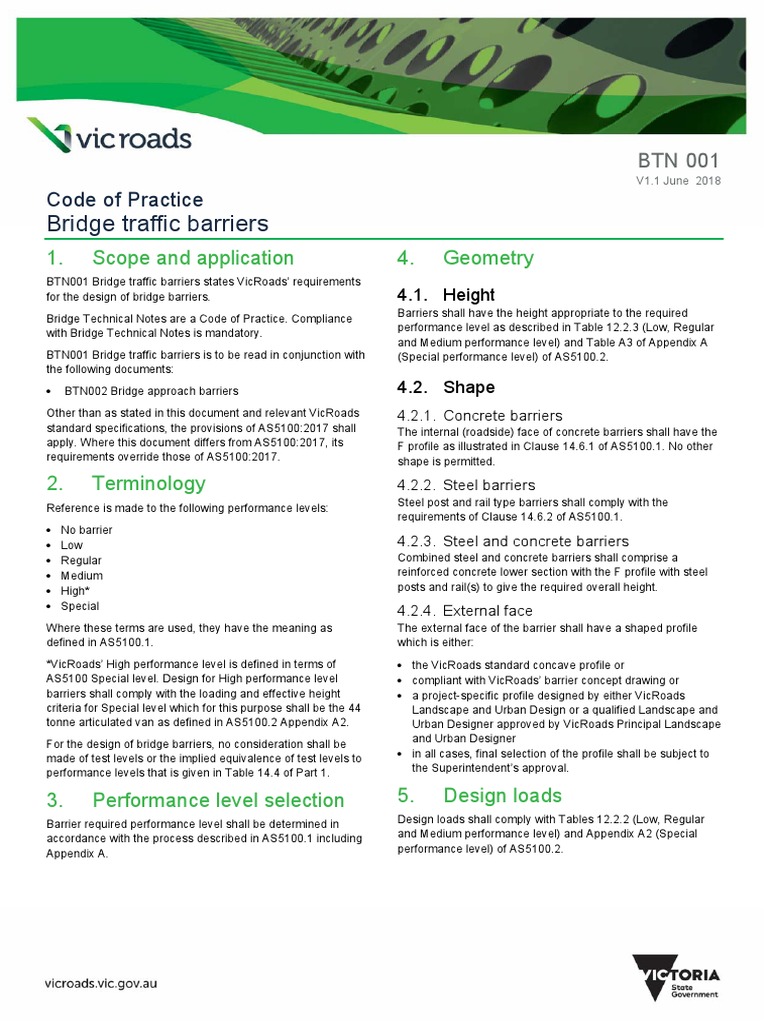 Bridge Technical Note 2018_001 Bridge traffic barriers June 2018 | PDF ...