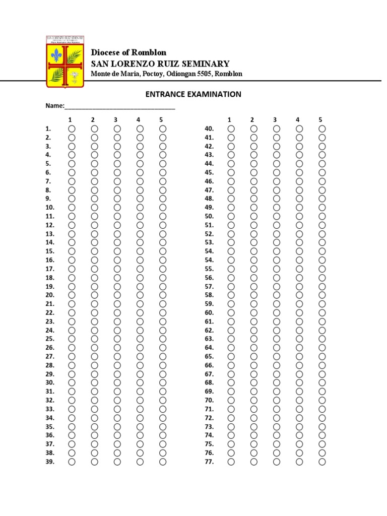 Examination Sheet | PDF