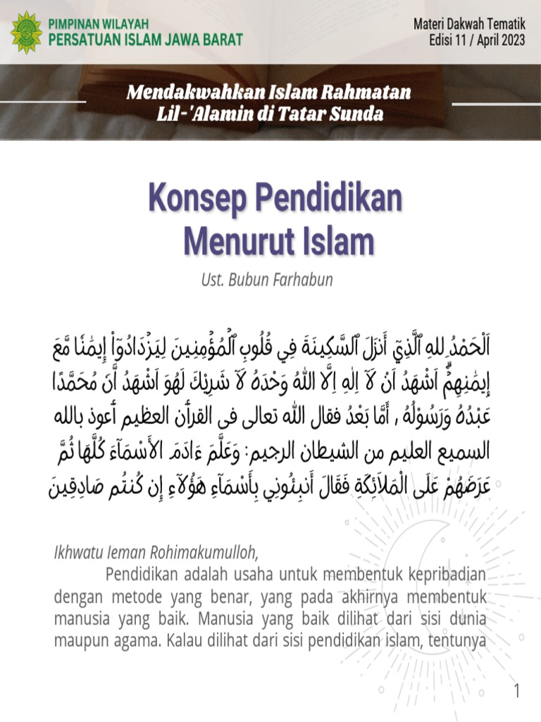 Khutbah Islam Konsep Pendidikan Menurut Islam | PDF