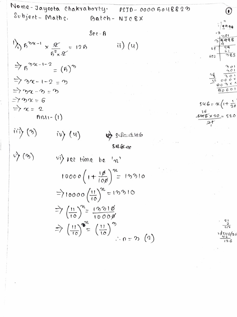 Math Problem Solutions and Analysis | PDF