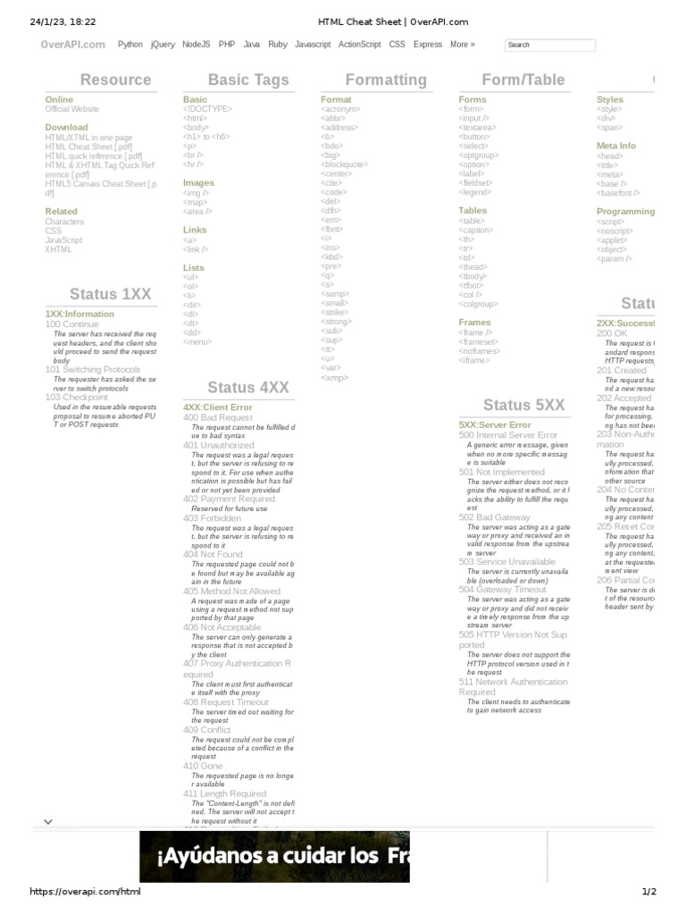 Html Cheat Sheet Pdf Software Engineering Internet
